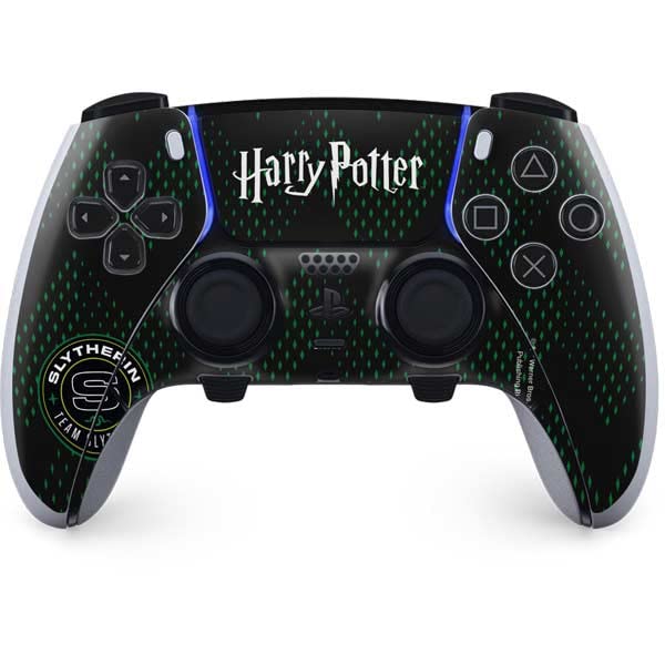 Skinit Gaming Decal Skin Compatible with PS5 DualSense Edge Pro Controller - Officially Licensed Warner Bros Team Slytherin Design