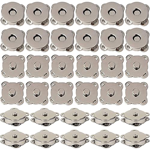 EuTengHao Magnetic Snaps Buttons, Silver Magnetic Purse Snap Clasps, Plum Magnetic Snap Closures for Purses Handbags, 15mm Magnet Button Closure Fastener for Clothes Sewing DIY Craft