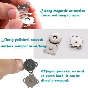 EuTengHao Magnetic Snaps Buttons, Silver Magnetic Purse Snap Clasps, Plum Magnetic Snap Closures for Purses Handbags, 15mm Magnet Button Closure Fastener for Clothes Sewing DIY Craft