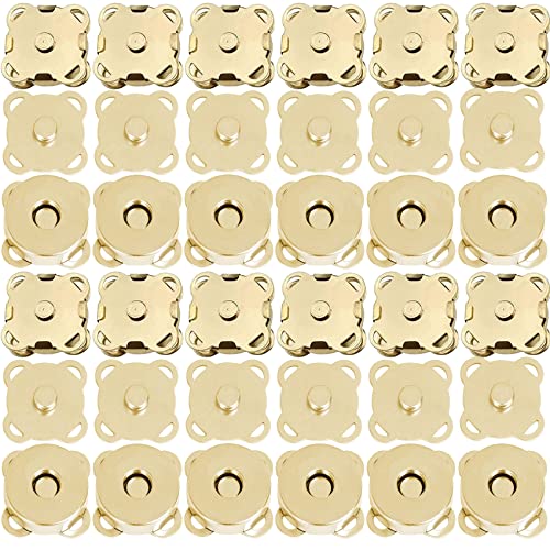 EuTengHao Magnetic Snaps Buttons, Plum Magnetic Snap Closures for Purses Handbags Clothes Bags Scrapbook, 15mm Magnet Button Closure Fastener for Sewing DIY Craft (Gold)