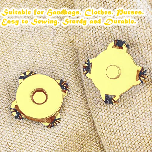 EuTengHao Magnetic Snaps Buttons, Plum Magnetic Snap Closures for Purses Handbags Clothes Bags Scrapbook, 15mm Magnet Button Closure Fastener for Sewing DIY Craft (Gold)