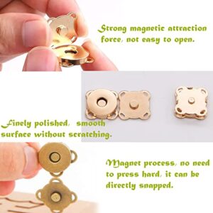 EuTengHao Magnetic Snaps Buttons, Plum Magnetic Snap Closures for Purses Handbags Clothes Bags Scrapbook, 15mm Magnet Button Closure Fastener for Sewing DIY Craft (Gold)