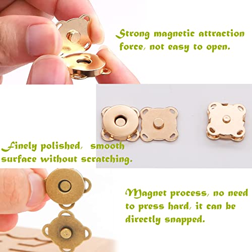 EuTengHao Magnetic Snaps Buttons, Plum Magnetic Snap Closures for Purses Handbags Clothes Bags Scrapbook, 15mm Magnet Button Closure Fastener for Sewing DIY Craft (Gold)