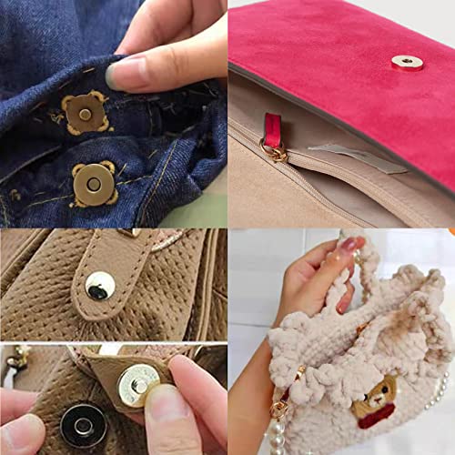 EuTengHao Magnetic Snaps Buttons, Plum Magnetic Snap Closures for Purses Handbags Clothes Bags Scrapbook, 15mm Magnet Button Closure Fastener for Sewing DIY Craft (Gold)