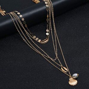 Women Vintage Originality Beach Clam Peal Necklace Initial M