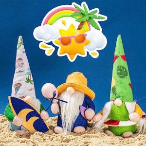 DraMosary 3PCS Beach Gnomes Summer Gnomes Plush Swedish Gnomes Decorations Handmade Housewarming Gift Gnomes Nisse Scandinavian Tomte Elf World Dwarf Hawaii Home Household Farmhouse Gift Decor