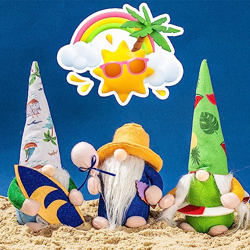 DraMosary 3PCS Beach Gnomes Summer Gnomes Plush Swedish Gnomes Decorations Handmade Housewarming Gift Gnomes Nisse Scandinavian Tomte Elf World Dwarf Hawaii Home Household Farmhouse Gift Decor