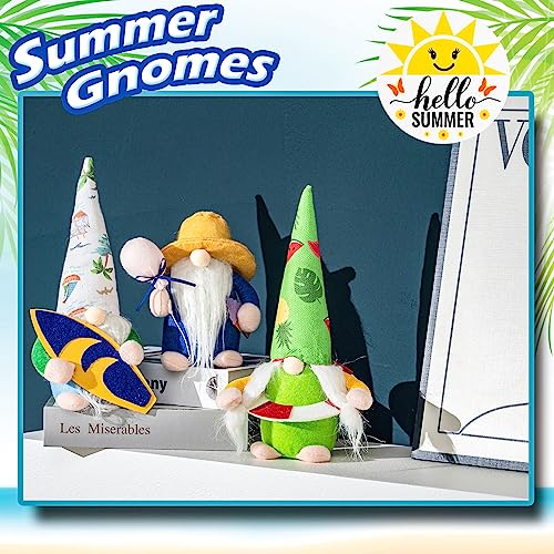 DraMosary 3PCS Beach Gnomes Summer Gnomes Plush Swedish Gnomes Decorations Handmade Housewarming Gift Gnomes Nisse Scandinavian Tomte Elf World Dwarf Hawaii Home Household Farmhouse Gift Decor