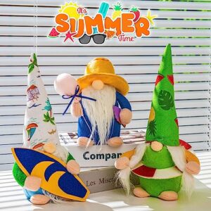 DraMosary 3PCS Beach Gnomes Summer Gnomes Plush Swedish Gnomes Decorations Handmade Housewarming Gift Gnomes Nisse Scandinavian Tomte Elf World Dwarf Hawaii Home Household Farmhouse Gift Decor