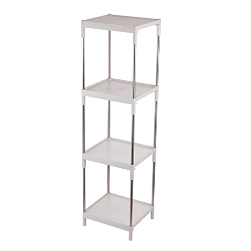 Storage Cart for Laundry Room Organization, 4 Tier Shelving Unit Utility Cart Storage Rack for Kitchen Bathroom Laundry Narrow Places (White)