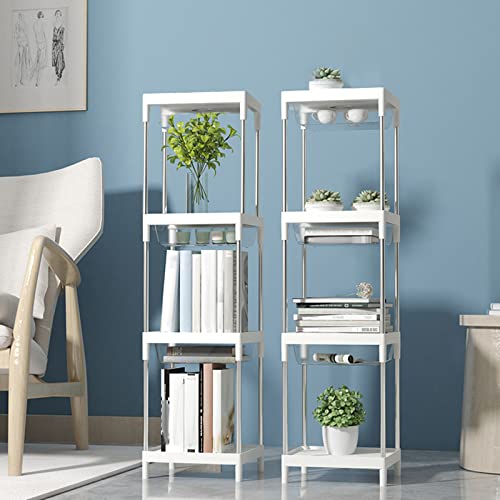 Storage Cart for Laundry Room Organization, 4 Tier Shelving Unit Utility Cart Storage Rack for Kitchen Bathroom Laundry Narrow Places (White)