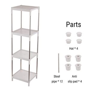 Storage Cart for Laundry Room Organization, 4 Tier Shelving Unit Utility Cart Storage Rack for Kitchen Bathroom Laundry Narrow Places (White)