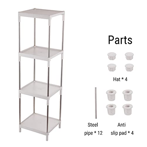 Storage Cart for Laundry Room Organization, 4 Tier Shelving Unit Utility Cart Storage Rack for Kitchen Bathroom Laundry Narrow Places (White)