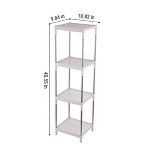 Storage Cart for Laundry Room Organization, 4 Tier Shelving Unit Utility Cart Storage Rack for Kitchen Bathroom Laundry Narrow Places (White)