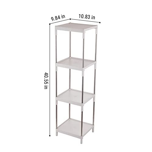 Storage Cart for Laundry Room Organization, 4 Tier Shelving Unit Utility Cart Storage Rack for Kitchen Bathroom Laundry Narrow Places (White)