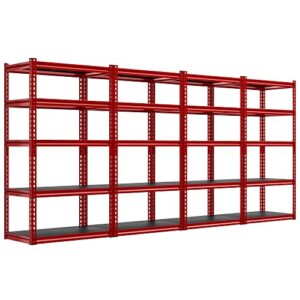 reibii 72"h garage shelving heavy duty storage shelves 1750lbs adjustable garage storage shelves 5 tier metal shelving unit for storage shelving storage rack 72"h x 16.8"d x 31.8"w red black 4 pack