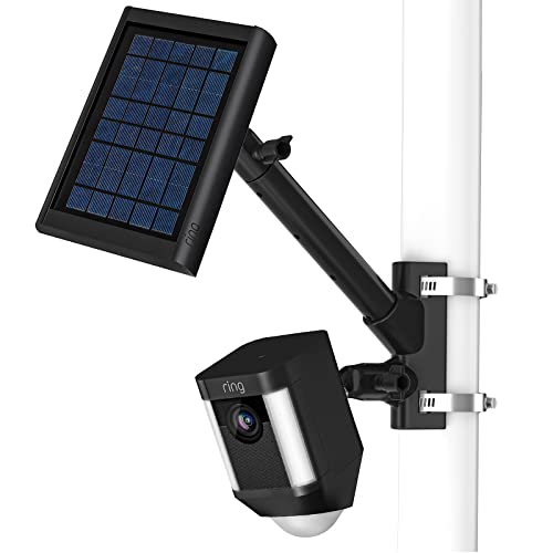 HOLACA 2-in-1 Pole Mounting Bracket for Ring Solar Panel, Spotlight Cam Pro/Plus and Stick Up Cam Battery/Wired Outdoor Mount Accessories for Ring SuperSolar Panel (Black)