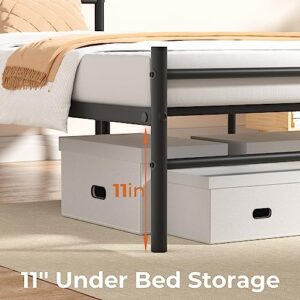 SOROGRA Twin Bed Frame with Headboard and Footboard, Bed Frame Platform with Storage Space, Heavy Duty Metal Bed No Box Spring Required, 11'' Under-Bed Storage, Anti-Slip, Noise Free, Black