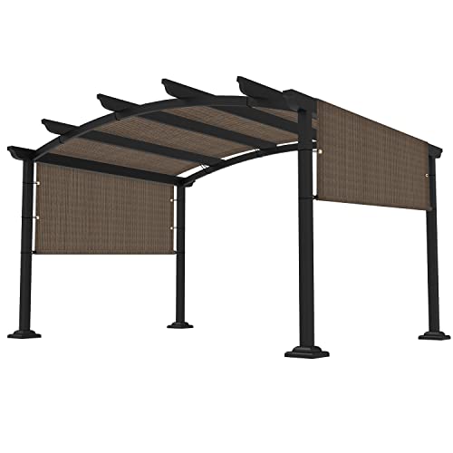 FLORALEAF Pergola Shade Brown Cover Universal Replacement Canopy for Outdoor Patio Porch Backyard Gazebo with Grommets Weighted Rods 8'×12'