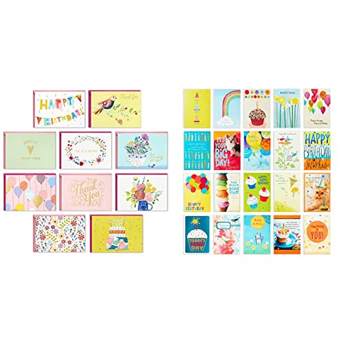 Hallmark Pack of 30 Assorted Boxed Greeting Cards, Good Vibes—Birthday, Thinking of You, Thank You, Blank Cards & Birthday Cards Assortment, 20 Cards with Envelopes