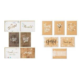 hallmark thank you cards assortment, rustic flowers (48 thank you notes with envelopes) & thank you cards assortment, rustic kraft (48 thank you notes with envelopes), grey (5stz1160)