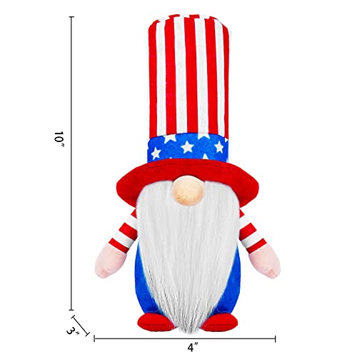 2PCS 4th of July Gnome Patriotic Gnomes Plush Independece Gnomes Decorations Couple Handmade Swedish Tomte Gnomes Ornaments for Patriotic Party Table Decoration Tiered Tray Decorations Fireplace Decor