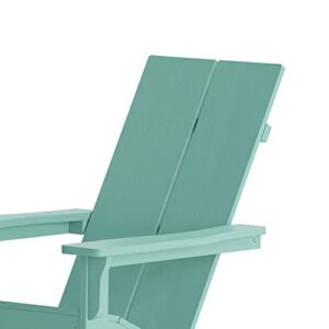 Flash Furniture Finn Modern Commercial Grade Poly Resin Wood Adirondack Rocking Chair - All Weather Sea Foam Polystyrene - Dual Slat Back - Stainless Steel Hardware