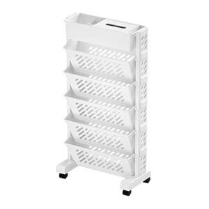 mumusuki storage trolley, slide out rolling utility cart storage shelf rack on wheels movable bookshelf shelving organizer for office kitchen bedroom bathroom laundry room (6 layer)