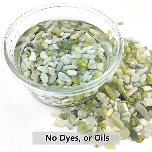 YISZM 2 LB Succulent and Cactus Jade Pebbles, 3/8 Inch Natural Decorative Polished Stones, River Rocks for for Indoor Plants, Vases, Planters and Outdoor Gardening