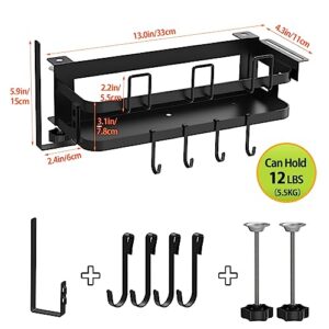 Bizzoelife Griddle Caddy for Fire Pit Utensils Condiment, Grill Accessories with Paper Towel Holder, BBQ Caddy with Holders and J-hooks for Cups, Scissors, Turners, Easy Install, Space Saving, Black