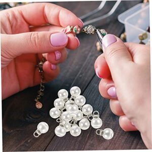 Pearl Pendant Pearl Dangle Earrings Pearl Pendant Necklace Drop Pearl Earrings 100pcs Pearl Charm Pearl Dangle Charms Imitation Peal Pendant Charms Bracelet Making Kit DIY Pendant