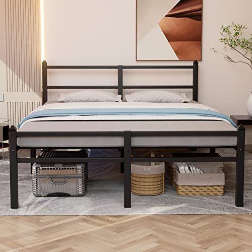 GreenForest Twin Bed Frame Quick Lock Heavy Duty Metal Platform and Queen Bed Frame with Headboard