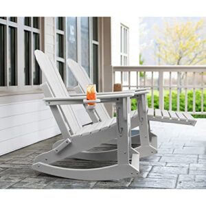 FUNBERRY Patio Rocking Chair Set of 2,Porch Rocker,Rocking Adirondack Chair,Folding Adirondack Chairs with Ottoman,All Weather Rocking Chair,Plastic Rocking Chair,350 lbs