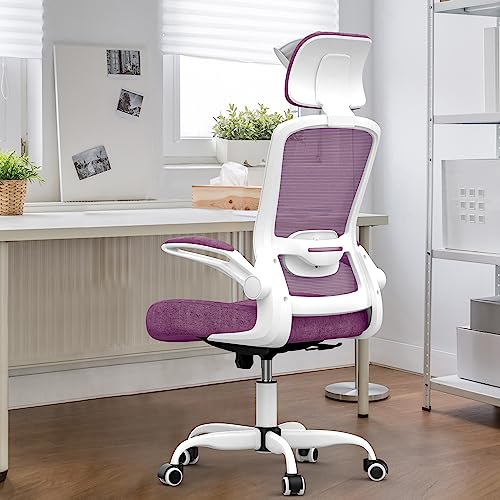 Mimoglad Office Chair, High Back Ergonomic Desk Chair with Adjustable Lumbar Support and Headrest, Swivel Task Chair with flip-up Armrests for Guitar Playing, 5 Years Warranty