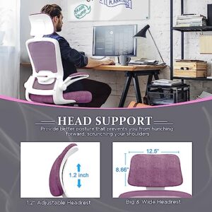 Mimoglad Office Chair, High Back Ergonomic Desk Chair with Adjustable Lumbar Support and Headrest, Swivel Task Chair with flip-up Armrests for Guitar Playing, 5 Years Warranty