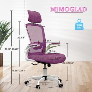 Mimoglad Office Chair, High Back Ergonomic Desk Chair with Adjustable Lumbar Support and Headrest, Swivel Task Chair with flip-up Armrests for Guitar Playing, 5 Years Warranty