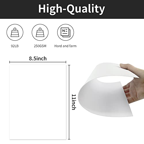 50 Sheet Cardstock 8.5x11",250gsm Thick Paper,Heavyweight 92lb Cardstock Construction Paper,Premium Printer Paper for DIY Projects,Scrapbook Supplies,Invitations,Menus,Wedding,Business Cards (White)