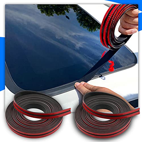 Smeyta Weather Stripping Door Seal for Car,Rubber Car Door Seal Weather Stripping,19.6FT T Shape Windshield Seal for Sunroof Front Rear Windshield Seal 2PC(9.8FT 0.55INCH+9.8FT 0.75INCH)