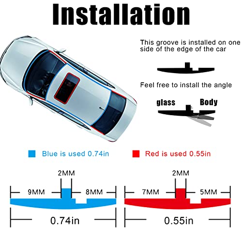 Smeyta Weather Stripping Door Seal for Car,Rubber Car Door Seal Weather Stripping,19.6FT T Shape Windshield Seal for Sunroof Front Rear Windshield Seal 2PC(9.8FT 0.55INCH+9.8FT 0.75INCH)