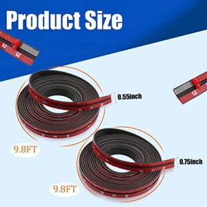 Smeyta Weather Stripping Door Seal for Car,Rubber Car Door Seal Weather Stripping,19.6FT T Shape Windshield Seal for Sunroof Front Rear Windshield Seal 2PC(9.8FT 0.55INCH+9.8FT 0.75INCH)