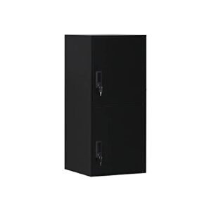 2 door metal vertical storage locker for kids bedroom, children room, school, office, home ,stackable steel storage cabinet for toys, clothes & sports equipment,anti-falling device. (2d, black)