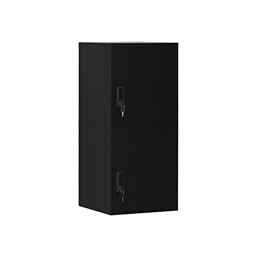 2 Door Metal Vertical Storage Locker for Kids Bedroom, Children Room, School, Office, Home ,Stackable Steel Storage Cabinet for Toys, Clothes & Sports Equipment,Anti-falling Device. (2D, black)