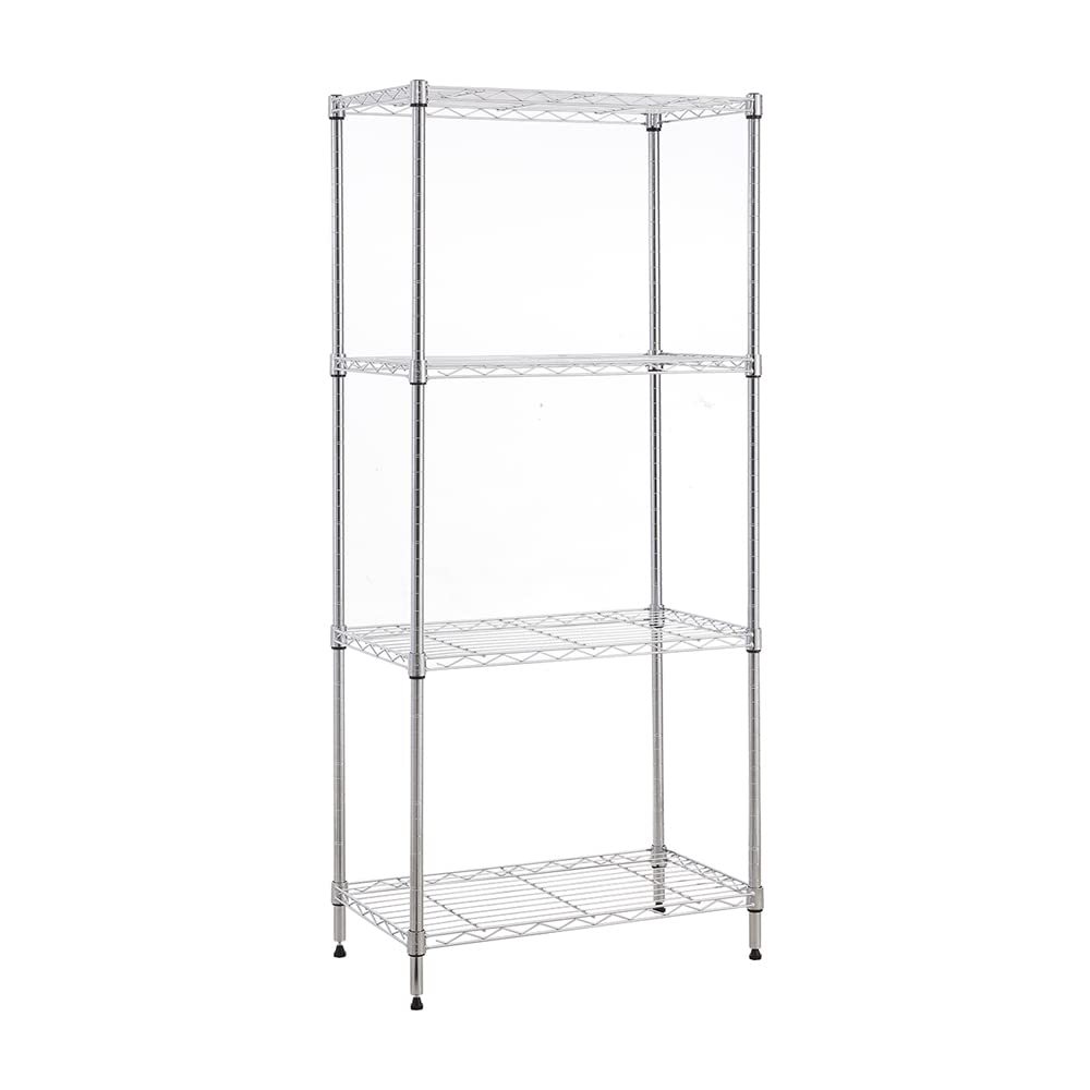 MZG Steel Heavy Duty 4-Tier Utility Shelving Unit Steel Organizer Wire Rack for Home,Kitchen,Office (24-in W x 14-in D x 53-in H)