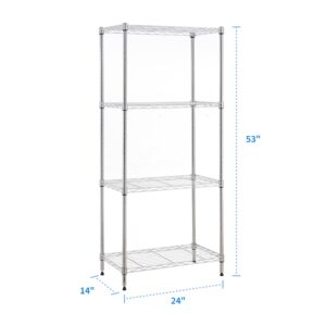 MZG Steel Heavy Duty 4-Tier Utility Shelving Unit Steel Organizer Wire Rack for Home,Kitchen,Office (24-in W x 14-in D x 53-in H)