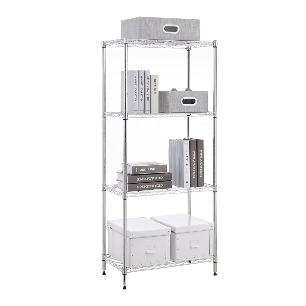 MZG Steel Heavy Duty 4-Tier Utility Shelving Unit Steel Organizer Wire Rack for Home,Kitchen,Office (24-in W x 14-in D x 53-in H)