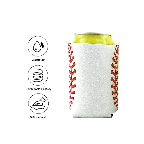 Neoprene Baseball Can Coolers Sleeves: 16PCS Beer Bottle Cup Insulator Can Sleeves for Beer Reusable Baseball Lovers Gifts for Hot and Cold Drinks Soda Game Party