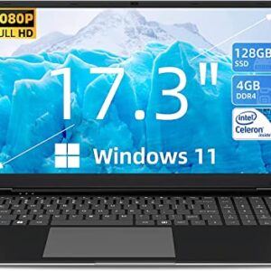 SGIN 17 Inch Laptop, Windows 11 Laptops with IPS Display, 4GB RAM 128GB SSD Computer, Intel Celeron Quad Core J4105(Up to 2.5 GHz), Mini HDMI, Webcam, Dual Wi-Fi, 512GB Expansion