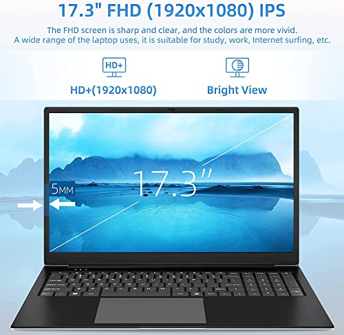 SGIN 17 Inch Laptop, Windows 11 Laptops with IPS Display, 4GB RAM 128GB SSD Computer, Intel Celeron Quad Core J4105(Up to 2.5 GHz), Mini HDMI, Webcam, Dual Wi-Fi, 512GB Expansion