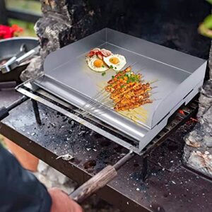 SINWENDA Griddle-X 19.7" x 11" x 3“ Stainless Steel Universal Rectangula Grill plate Set with Spatula and Tongs for Gas/Charcoal/Campfire Grills