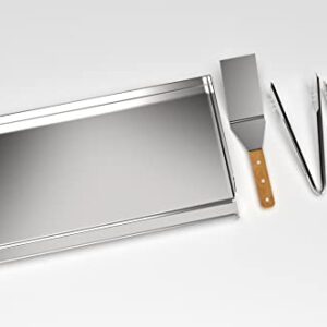 SINWENDA Griddle-X 19.7" x 11" x 3“ Stainless Steel Universal Rectangula Grill plate Set with Spatula and Tongs for Gas/Charcoal/Campfire Grills